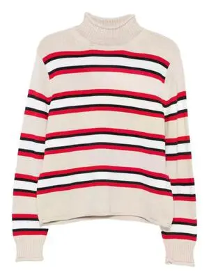 SEMICOUTURE Striped High Neck Sweater - Neutrals