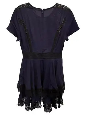 Maje Raglia Tiered Lace-inset Dress - Blue