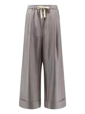 TONYWACK Pinstriped Wide-leg Trousers - Grey