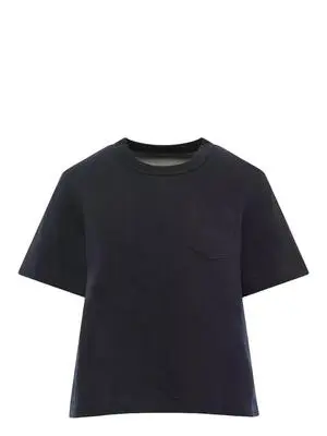 Sacai Denim Panelled Cotton T-shirt - Blue