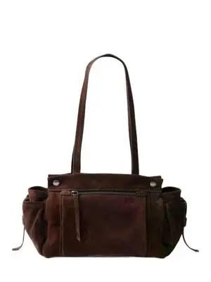 Prada Medium Suede Tote Bag - Brown