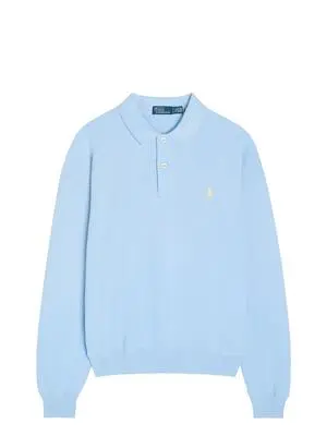 Polo Ralph Lauren Logo-embroidered Cotton-blend Polo Sweatshirt - Light Blue