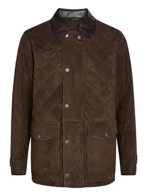 Gant Quilted Suede Jacket With Leather Accents - Brown