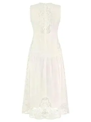 Farm Rio Richelieu Sleeveless Midi Dress - White