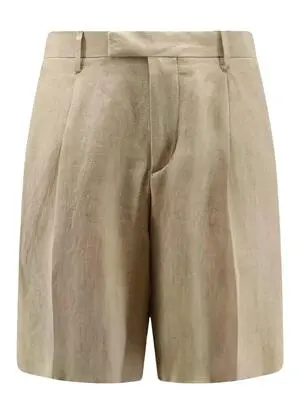 LARDINI Pleated Linen Shorts - Neutrals