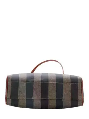 Fendi Convertible Pequin Top Handle Coated Canvas With Leather Medium Tote Bag - Brown