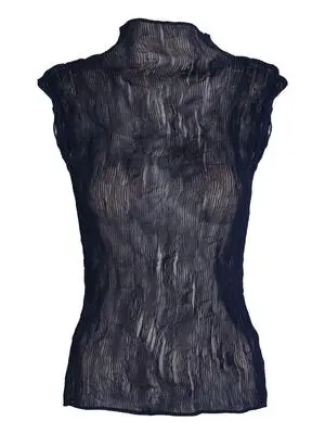 ISSEY MIYAKE Twist Pleated Semi-sheer Chiffon Top