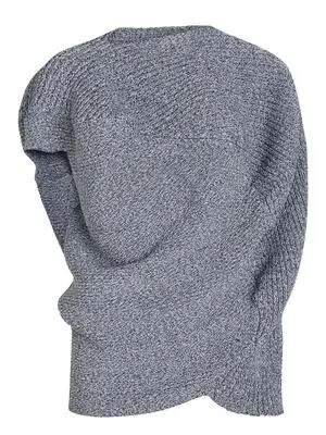 Issey Miyake Asymmetric Ribbed-knit Top - Grey