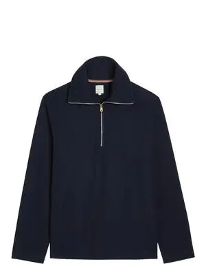 Paul Smith Half-zip Waffle Wool-blend Jumper - Navy