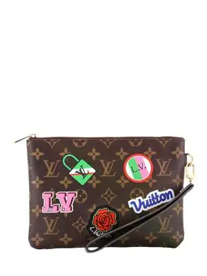 LOUIS VUITTON City Pouch Limited Edition Patches Monogram Canvas Clutch Bag - Brown