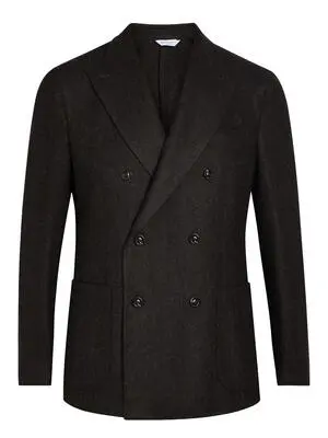 Boglioli Herringbone Double-breasted Wool Blazer - Brown