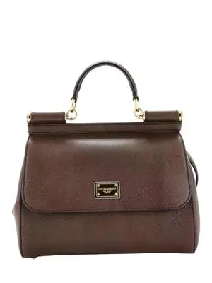 Dolce & Gabbana Miss Sicily Bag Leather Medium Satchel - Brown