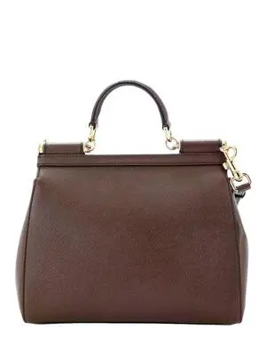 Dolce & Gabbana Miss Sicily Leather Medium Satchel - Brown