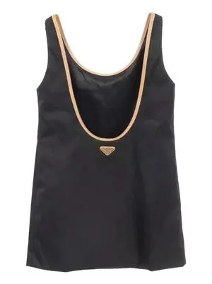 Prada Re-nylon Logo Plaque Mini Dress - Black