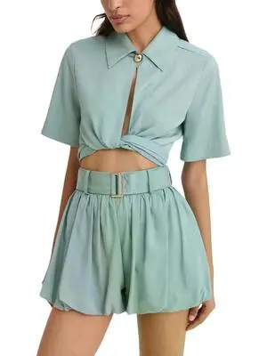 MATTHEW BRUCH Matthew Bruch Cropped Shirt With Twist Detail