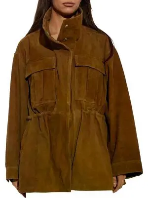 RÓHE Suede Drawstring Jacket - Brown
