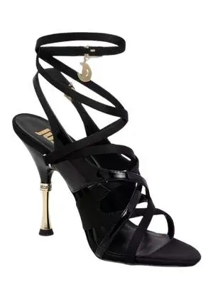 Just Cavalli Strappy Sandals With Logo Charm - Black