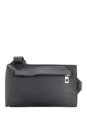 Loewe Vertical T Pocket Leather Crossbody Bag - Black