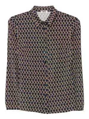 SIYU Geometric Print Long Sleeve Shirt - Blue