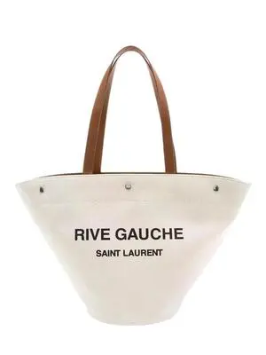 Saint Laurent Rive Gauche Trapezoid Tote Bag - Brown