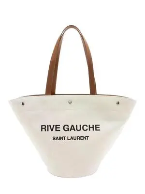 Saint Laurent Rive Gauche Trapezoid Tote Bag - Brown