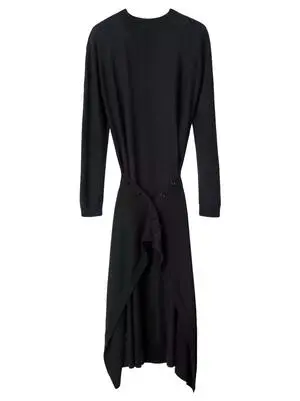 LEMAIRE Buttoned Merino Wool Blend Dress - Black