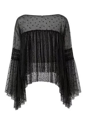 Alberta Ferretti Star-print Flared-sleeve Blouse - Black