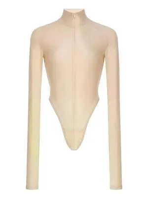 LAQUAN SMITH High-neck Long-sleeve Bodysuit - Neutrals