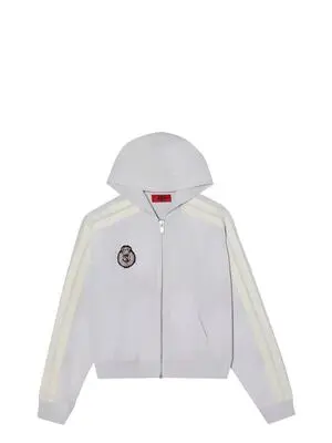 424 Logo Patch Zip-up Hoodie With Side Stripes - Grey