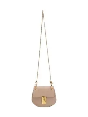 Chloé Drew Pin-lock Leather Shoulder Bag Neutrals