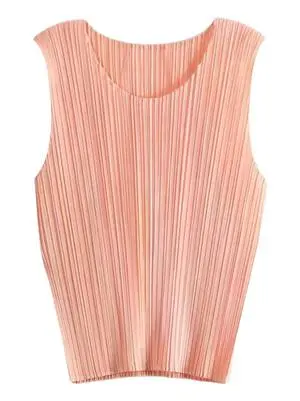 Issey Miyake Sleeveless Pleated Top - Orange