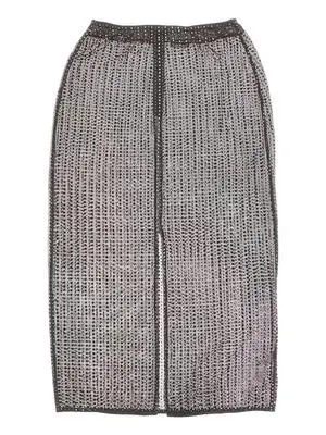 VENUJA Crystal-embellished Mesh Midi Skirt - Black