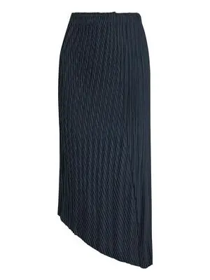 Issey Miyake Pleated Asymmetrical Midi Skirt - Navy