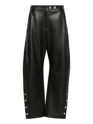 Sportmax Button-embellished Leather Trousers - Black