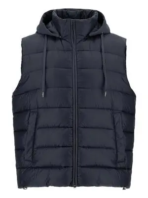 Herno Drawstring Hooded Vest - Blue
