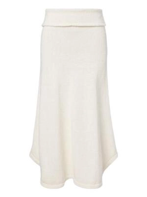 AYA MUSE Knitted Cotton Midi Skirt - White