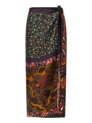 DRIES VAN NOTEN Dries Van Noten Long Patchwork Print Wrap Skirt