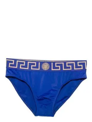 Versace Greca-pattern Medusa-head Swim Trunks - Blue