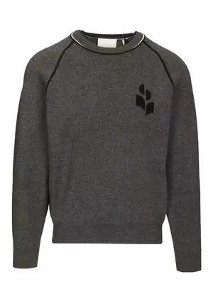MARANT Logo-embroidered Raglan-sleeve Sweater - Grey