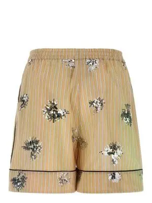 LE TWINS Sequin Embellished Striped Shorts - Neutrals