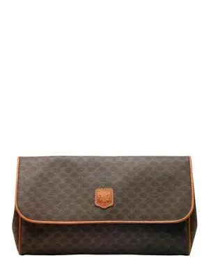 Celine Macadam Coated Canvas Clutch Bag - Brown