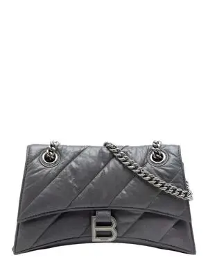 Balenciaga 2010 Small Metallic Calfskin Crush Chain Shoulder Bag - Grey