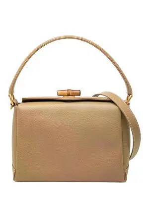 Gucci 20th Century Grained Calfskin Bamboo Satchel - Neutrals