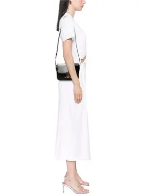 Celine 2024 Teen Shiny Calfskin Triomphe Crossbody Bag Black