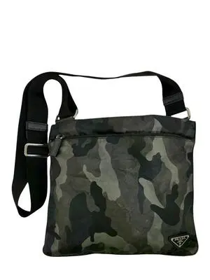 Prada Tessuto Camouflage Crossbody Bag - Black