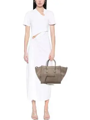 Celine 2012 Medium Croc Embossed Leather Luggage Phantom Tote Bag - Brown