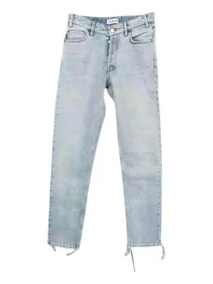 Balenciaga 2010s Distressed Straight-leg Jeans - Blue