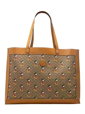 Gucci Medium Mickey Mouse Monogram Tote Bag - Brown