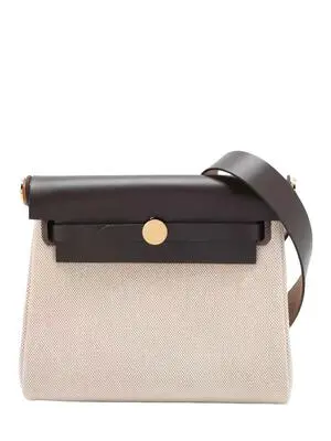 Hermès 2025 Military Toile And Vache Hunter Herbag Zip 20 Crossbody Bag Grey