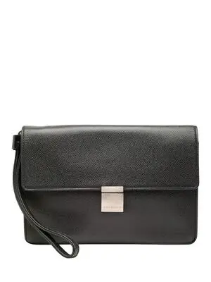 LOUIS VUITTON Taiga Leather Selenga Clutch Bag - Black